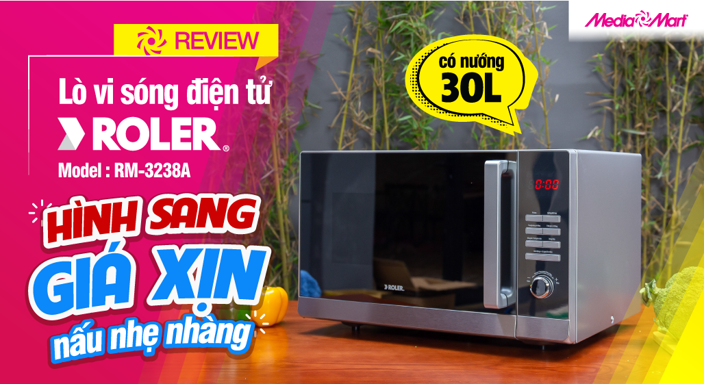 Lò vi sóng điện tử có nướng 30L Roler RM-3238A - Hình sang - Giá xịn