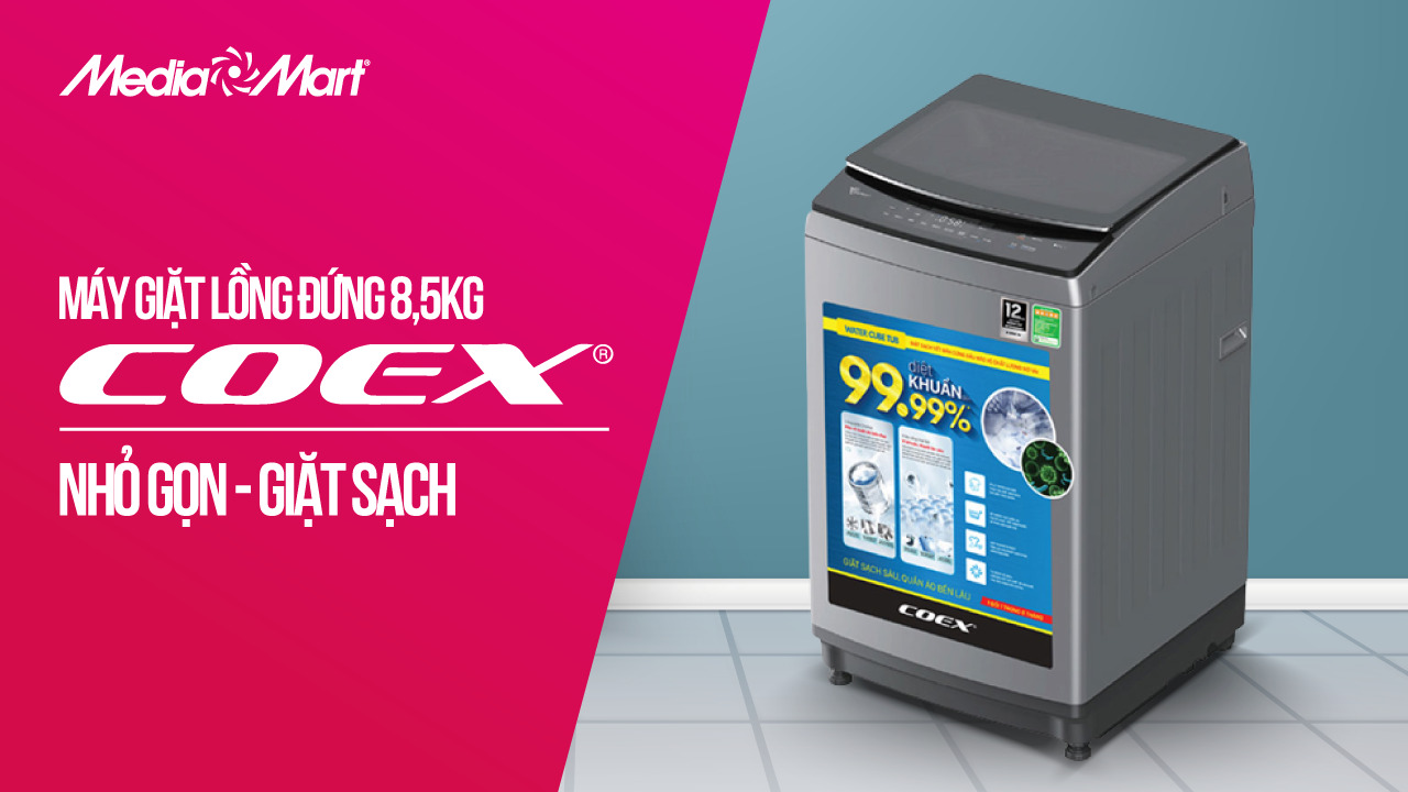 Máy giặt lồng đứng Coex 8,5kg TW-80CW1407IGB: Nhỏ gọn, giặt cực sạch